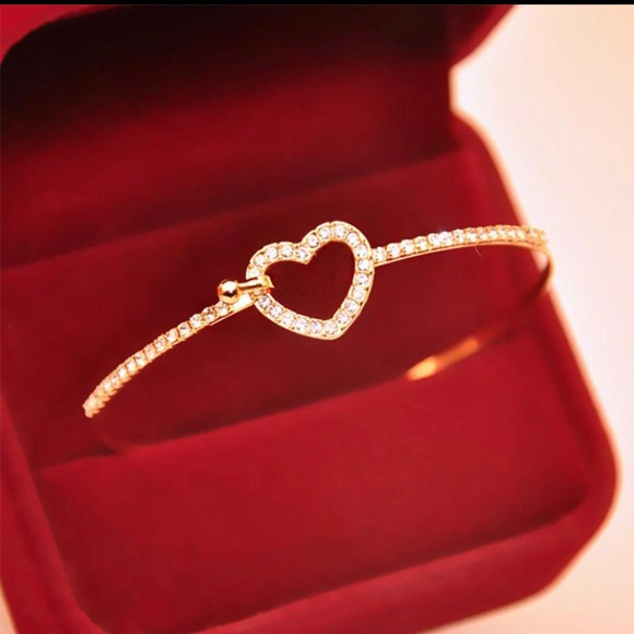 Jewelry | New Love Heart Crystal Rhinestone Slim Bangle | Poshmark